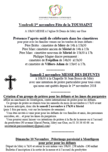 1er novembre Fête de la Toussaint – 2 novembre Messe des Défunts ...
